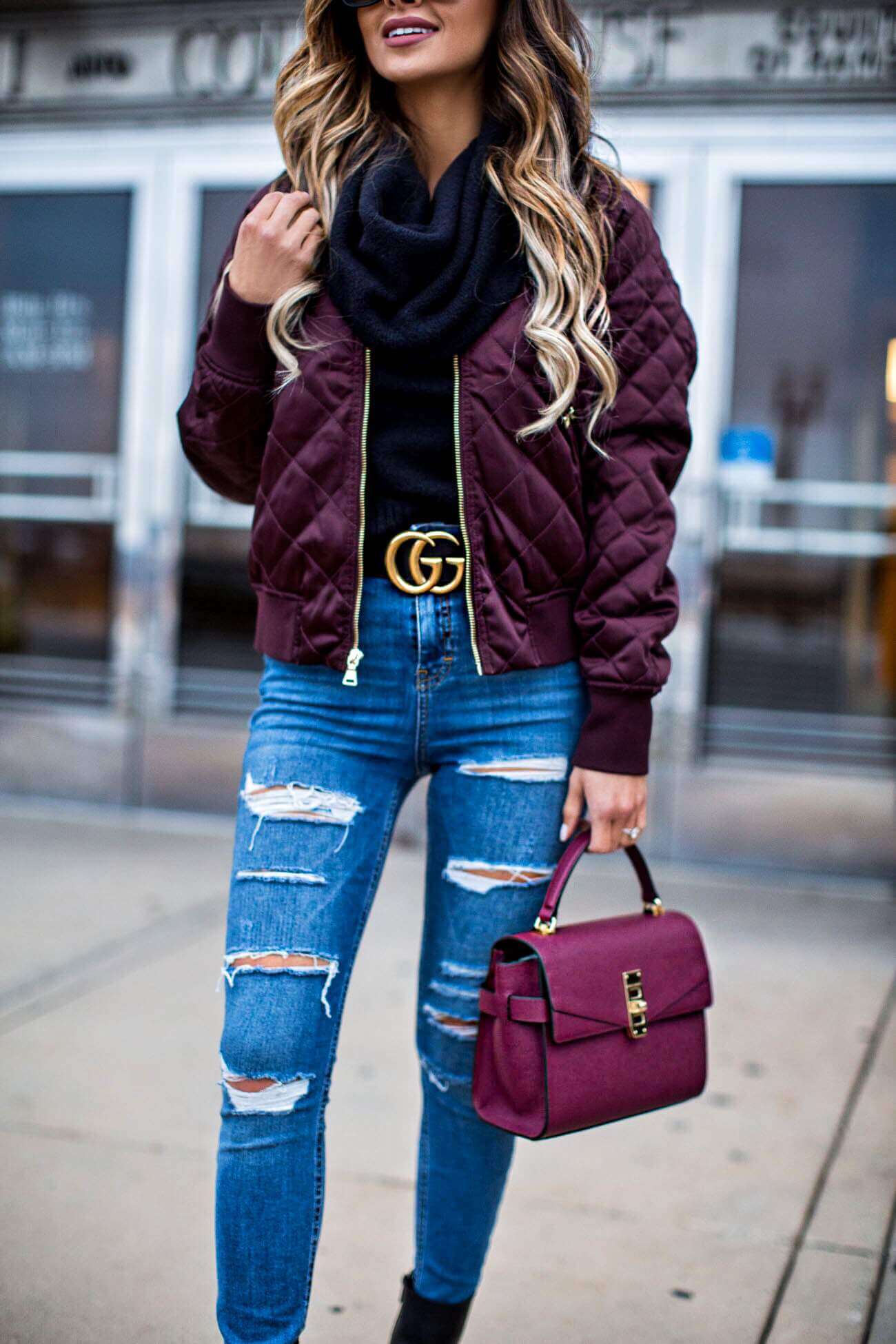 Streetstyle: Burgundy Jacket. - Mia Mia Mine